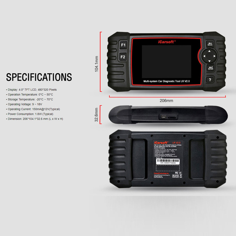 iCarsoft LR V2.0 Multi-System ECU Scan Tool For Land Rovers And Range ...