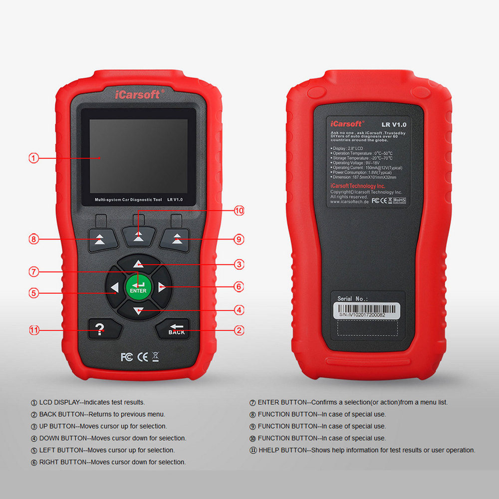 iCarsoft LR V1.0 Multi-System Scan Tool For Land Rovers And Range ...
