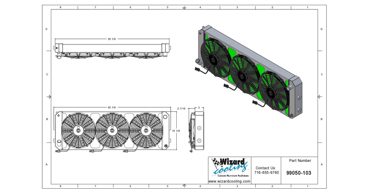 1988-2004 Lotus Esprit Aluminum Radiator w/ Fans ,1-99050-103LP