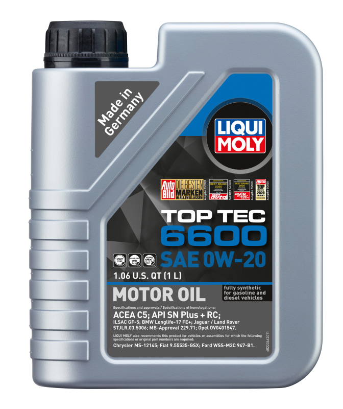 LIQUI MOLY 1L Top Tec 6600 Motor Oil SAE 0W20 - 22044 - TWS Motors