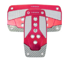 NRG Aluminum Sport Pedal A/T - Red w/Silver Carbon - PDL-450RD - TWS Motors