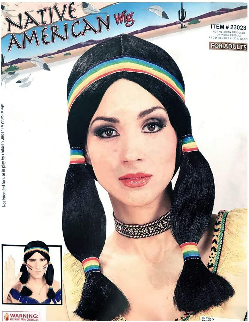Native American Wig Braid Unisex Fancy Dress Halloween Adult Costume ...