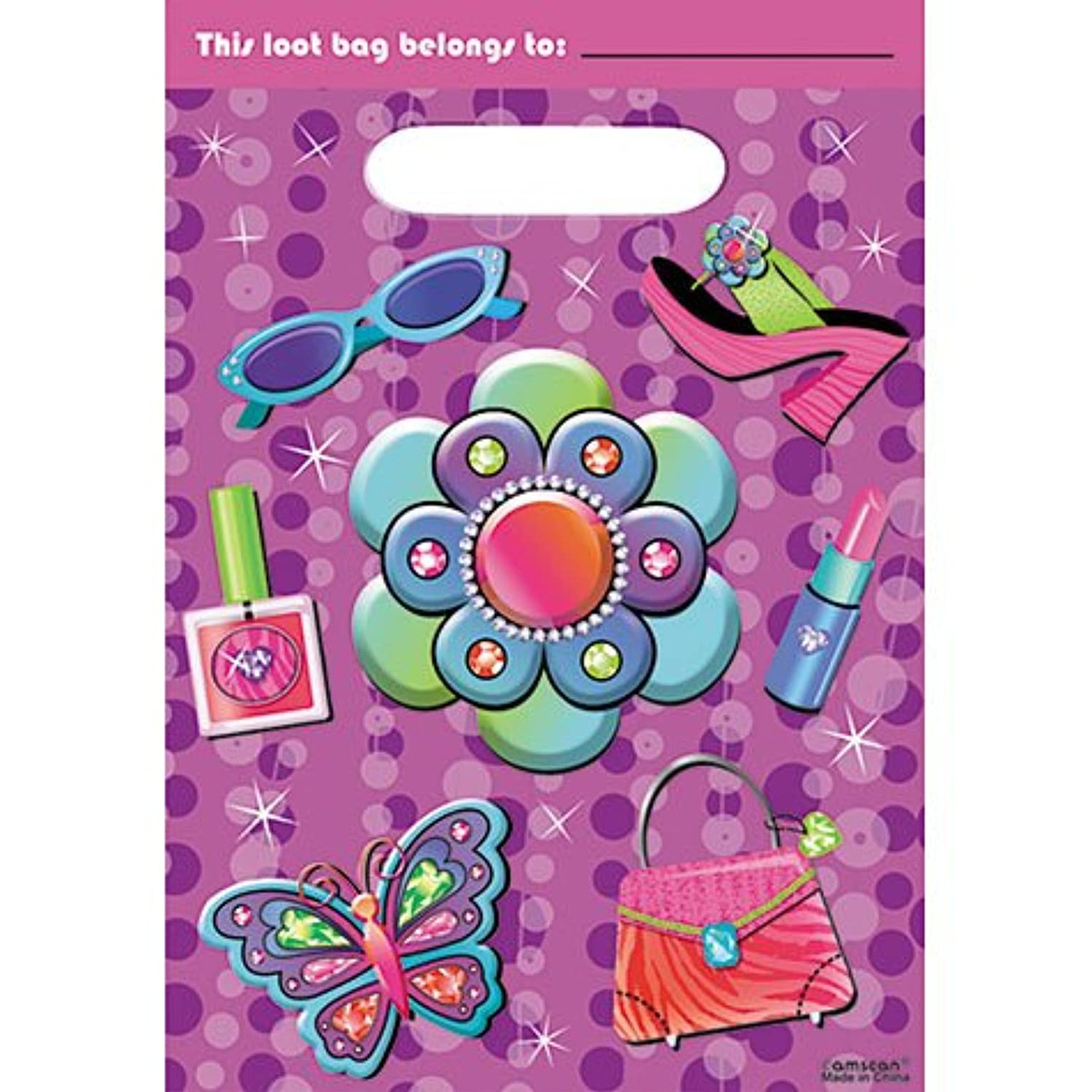 Glitzy Girl Butterfly Shopping Fancy Kids Birthday Party Favor Sacks ...