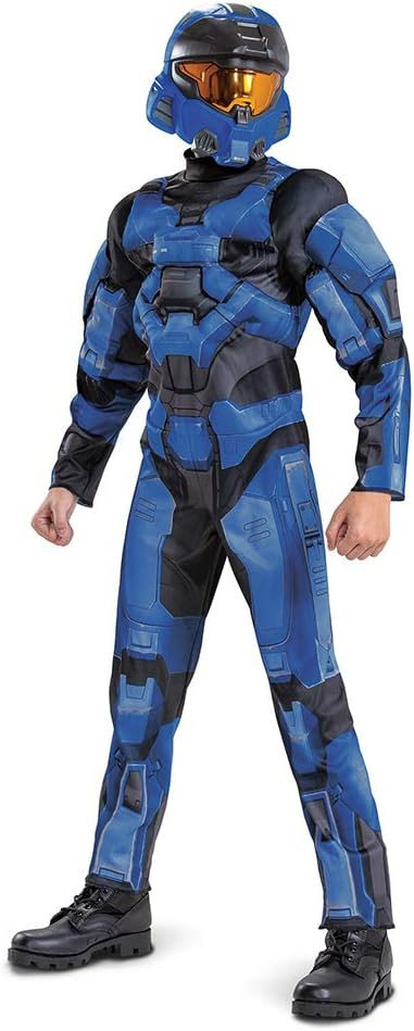 Blue Spartan Classic Muscle Halo Infinite Child Costume - Parties Plus
