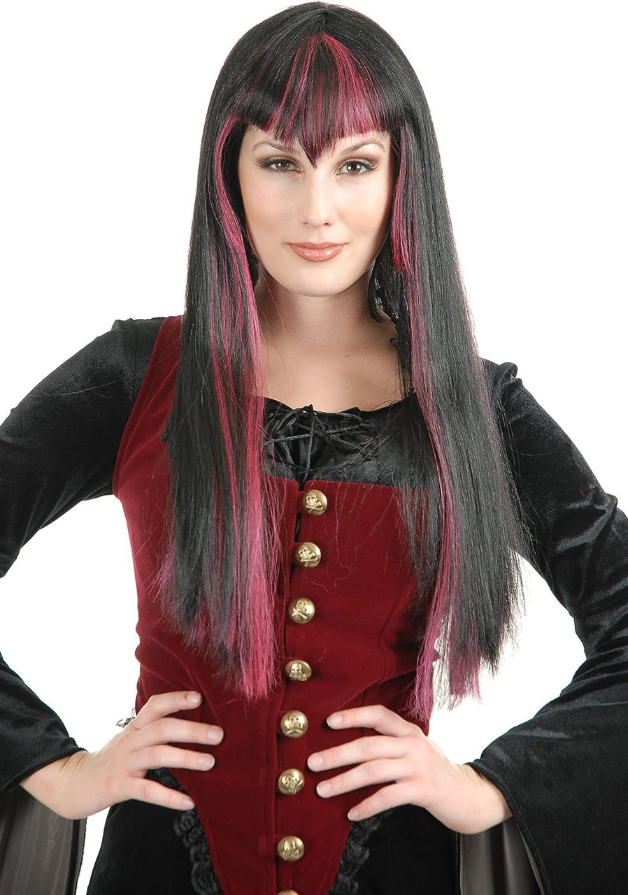 Gothic Vampira Wig Vampire Dress Up Halloween Adult Costume Accessory 3 ...