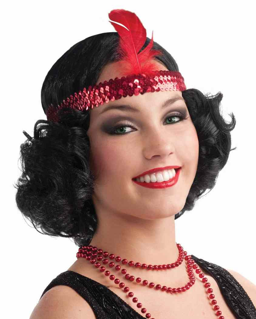 Flirty Flapper Wig Roaring 20's Fancy Dress Halloween Costume Accessory ...