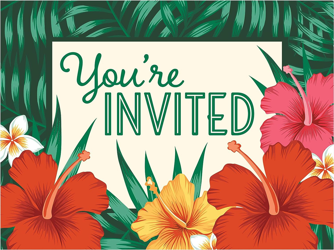 Tropical Flowers Floral Beach Summer Luau Theme Party Invitations w ...