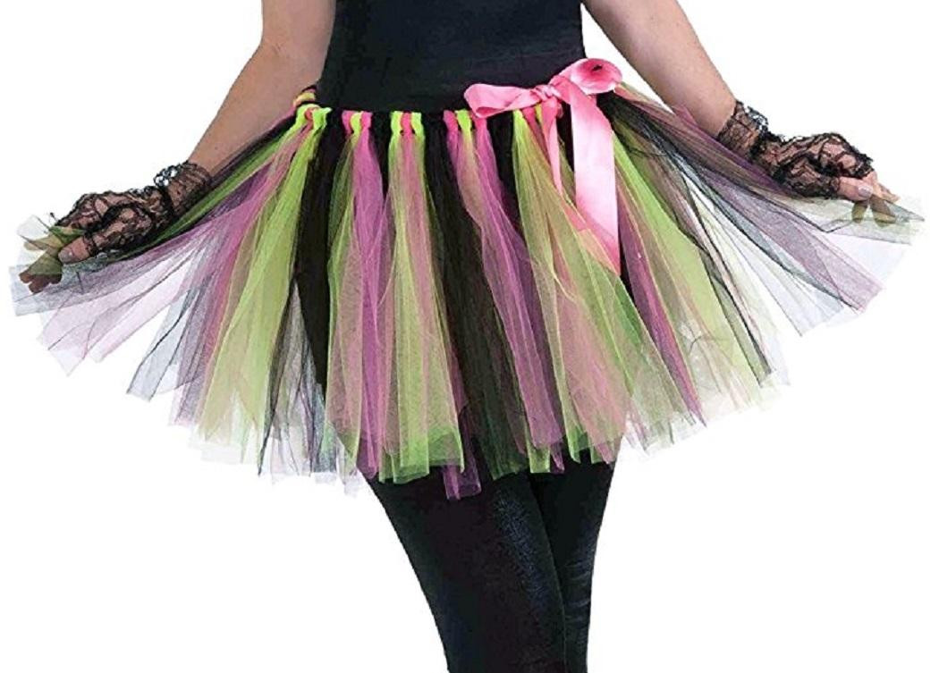 Neon Tutu 80's Retro Pop Star Fancy Dress Up Halloween Adult Costume ...