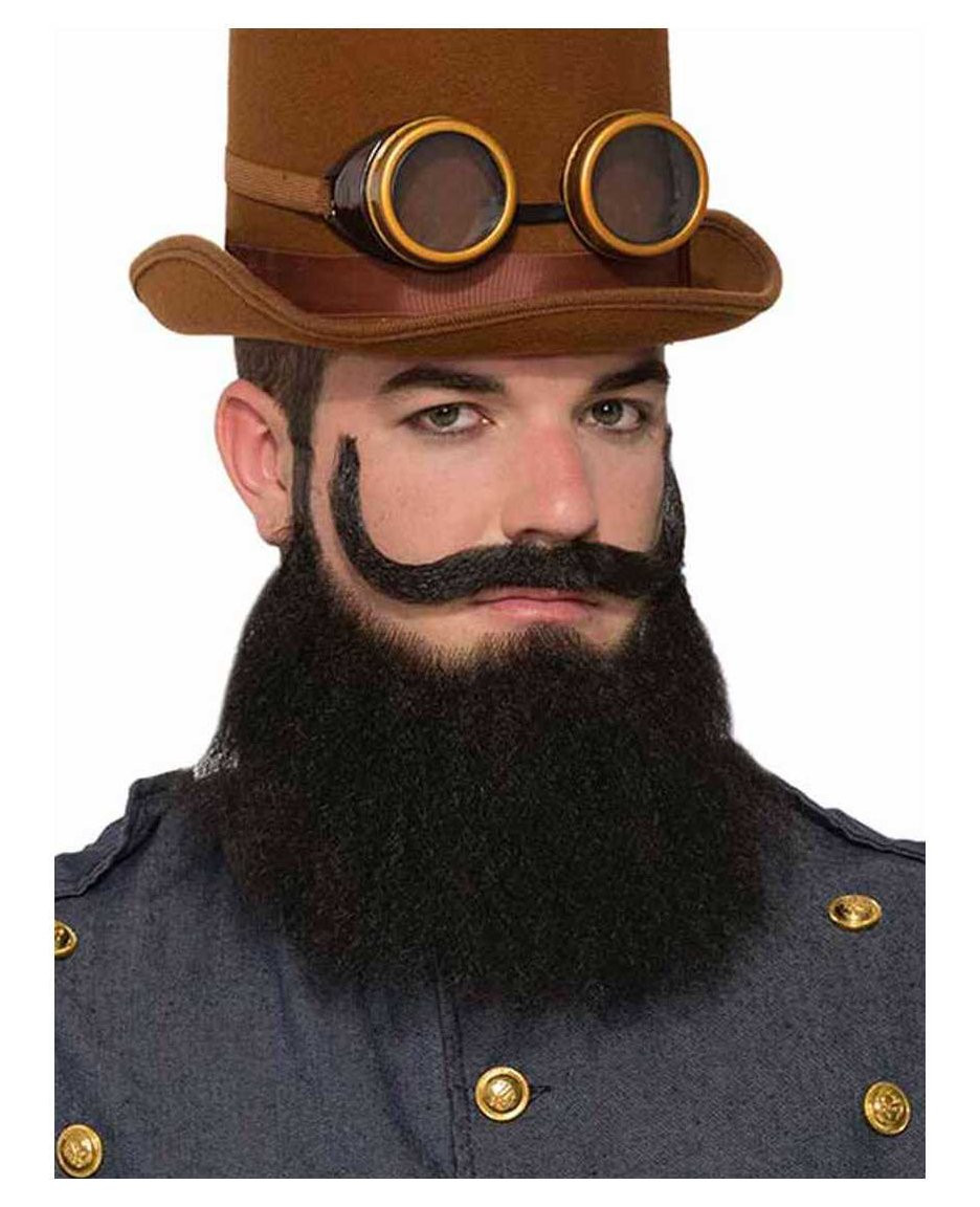 Steampunk Moustache Beard Fancy Dress Up Halloween Adult Costume ...