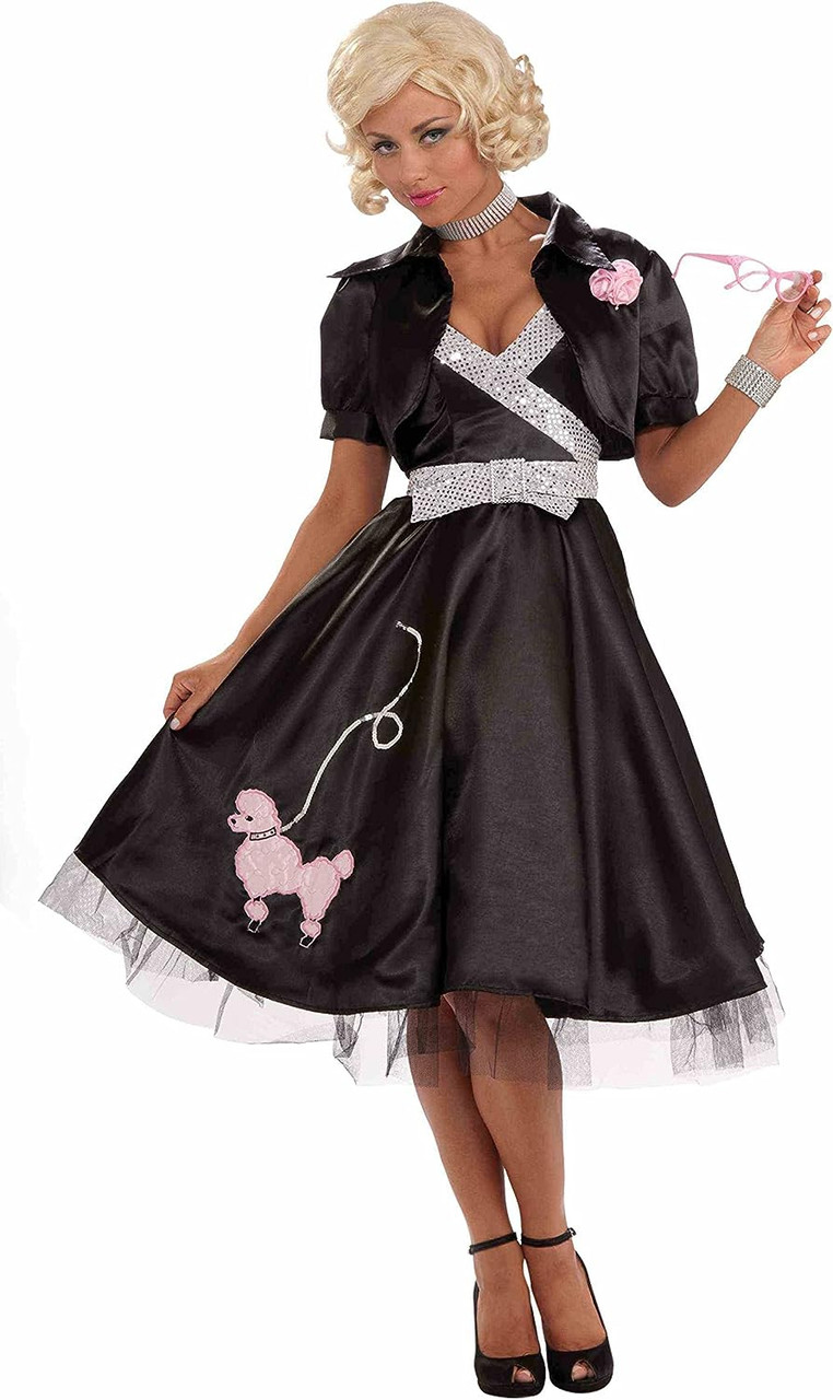 Poodle Diva 50's Retro Black Sock Hop Fancy Dress Up Halloween Adult ...