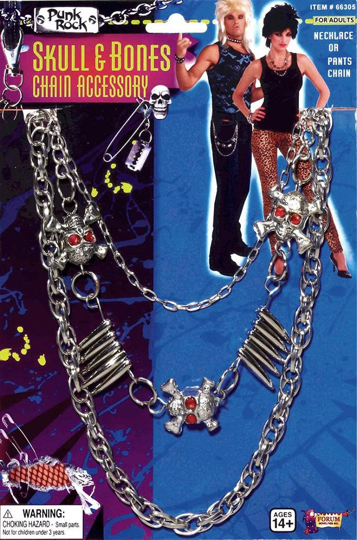 Punk Rock Skull & Bones Chain 80's Star Fancy Dress Halloween Costume ...