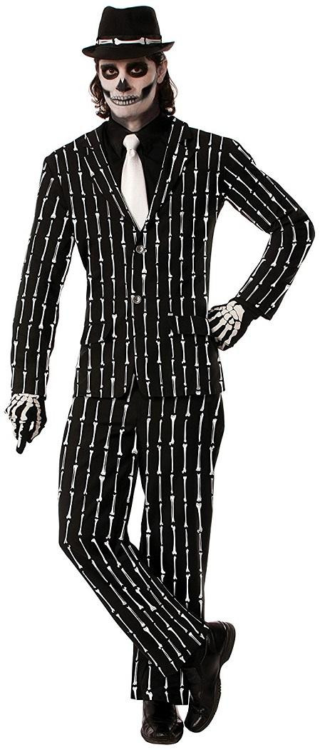 Bone Pinstripe Suit Skeleton Gangster Gothic Fancy Dress Up Halloween ...