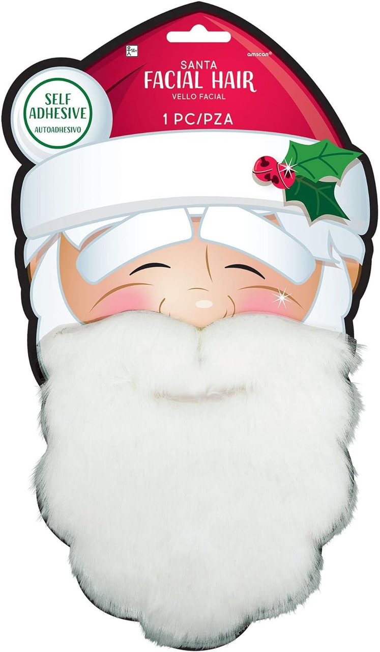 Santa Plush Facial Hair Beard Fancy Dress Up Christmas Adult Costume ...