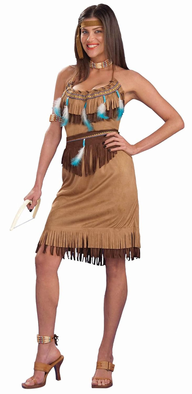 Pow Wow Princess Indian Girl Native American Pocahontas Halloween Adult ...