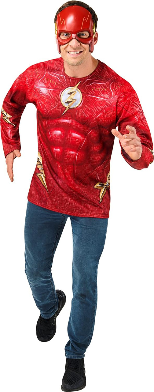 The Flash Movie Shirt Mask DC Superhero Fancy Dress Up Halloween Adult ...