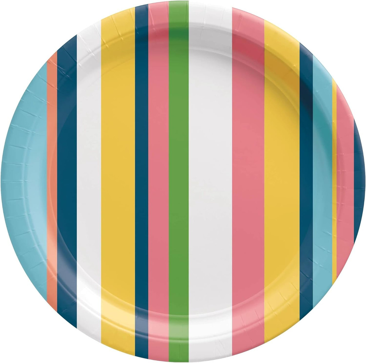 Summer Hues Stripes Tropical Beach Luau Theme Party 10" Paper Dinner ...