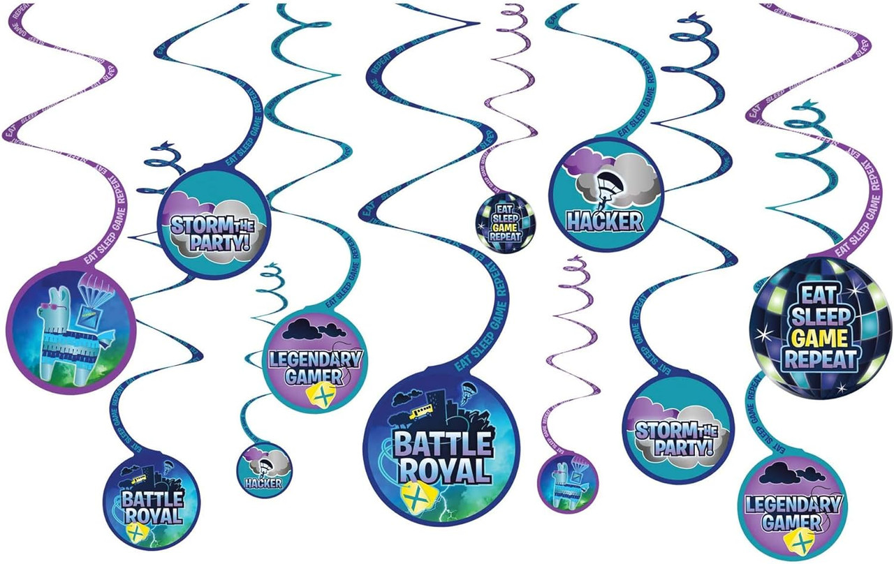 Battle Royal Video Game War Kids Birthday Party Hanging Swirl ...