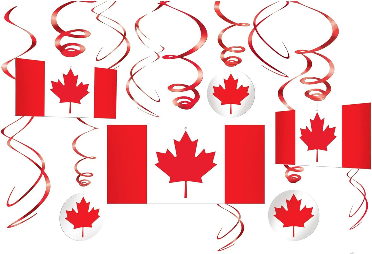 Canadian Pride Canada Day Patriotic Theme Party 12 ct. Hanging Swirl ...