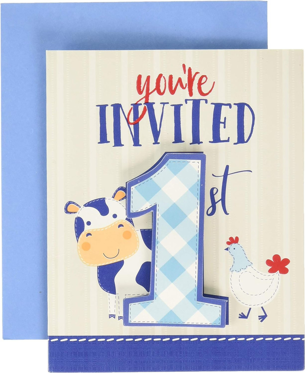 Farmhouse Barnyard Farm Animal 1st Birthday Party Invitations w ...