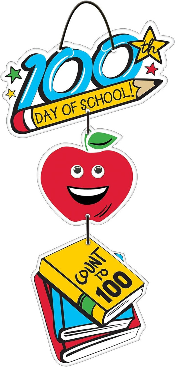100th Day of School 100 Days Kids Party Hanging Sign Decoration ...