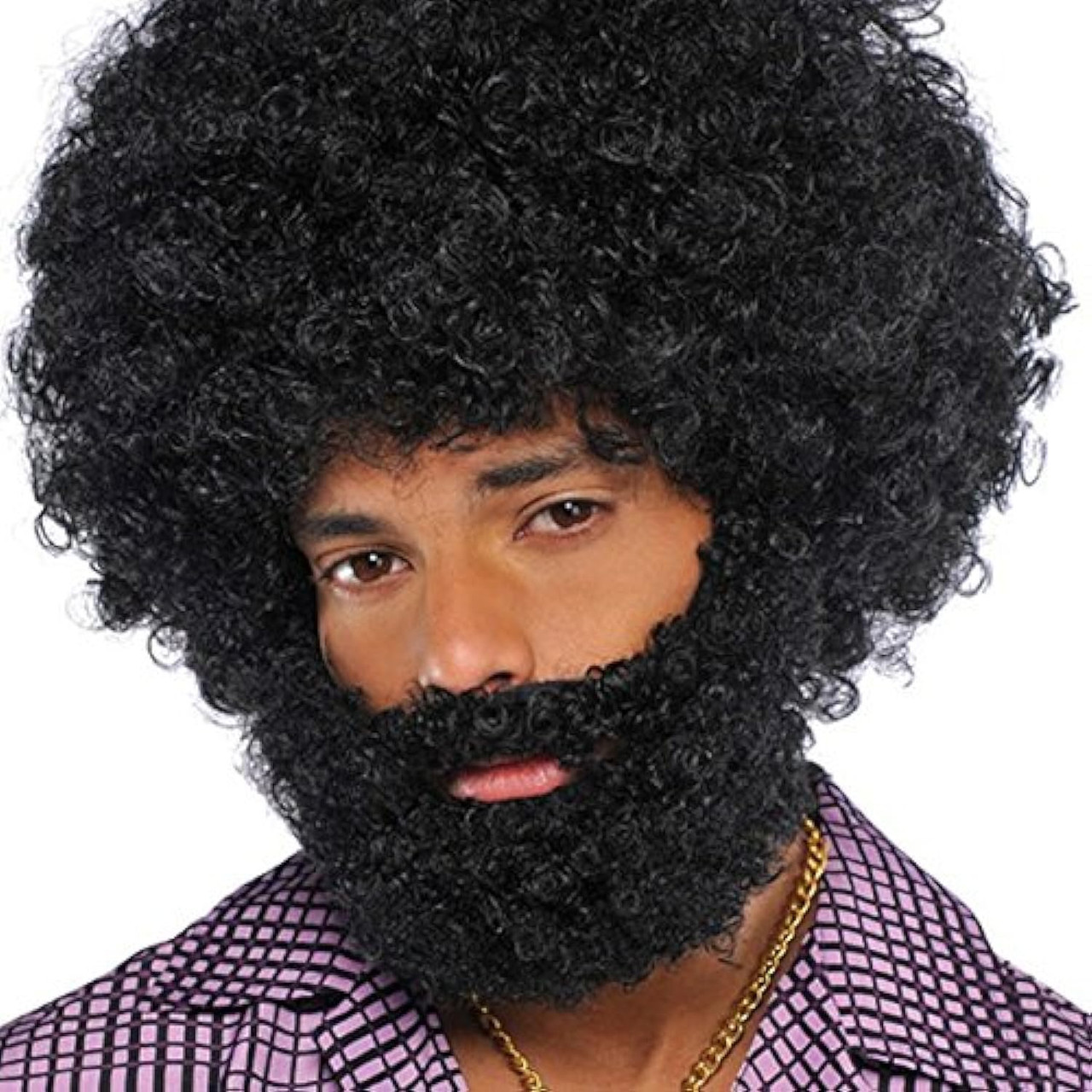 Afro Beard Moustache Disco 70's Fancy Dress Halloween Costume Accessory ...