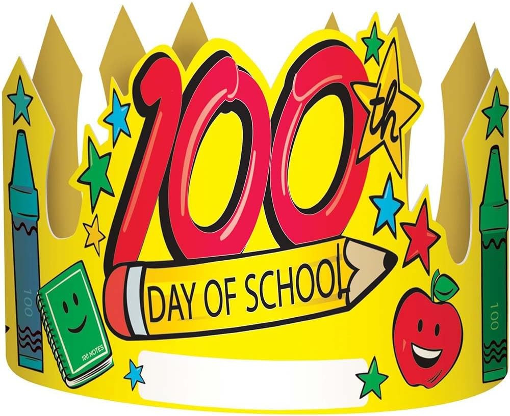 100th Day of School Kids 100 Days Theme Party Favor Hats Paper Crowns ...