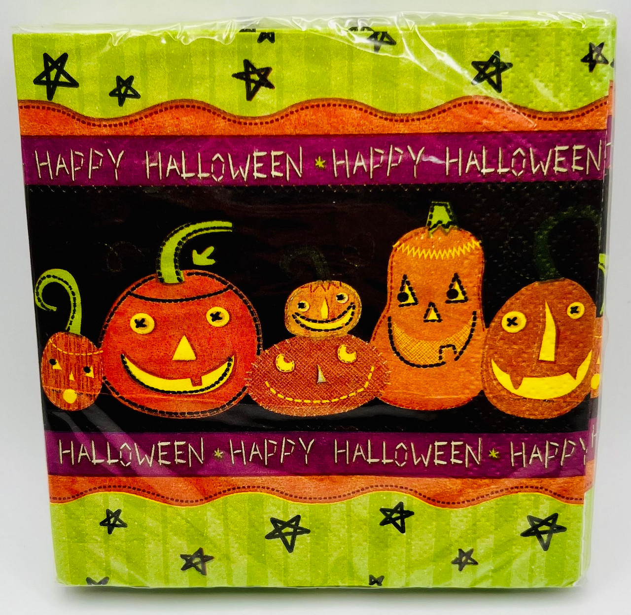 Halloween Patchwork Pumpkin Jack O Lantern Holiday Party Paper Beverage ...