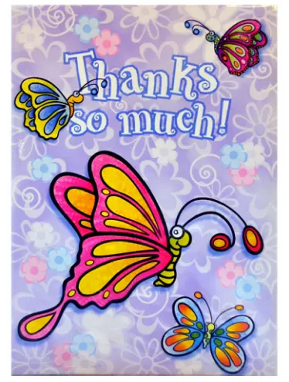Fluttering Butterflies Purple Birthday Party Thank You Notes Cards w ...