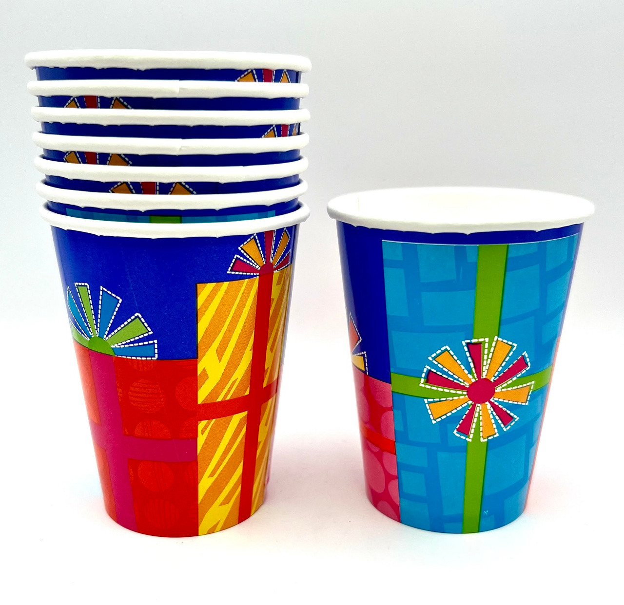 Birthday Bright Colors Balloons Cake Adult Theme Party 9 oz. Paper Cups ...