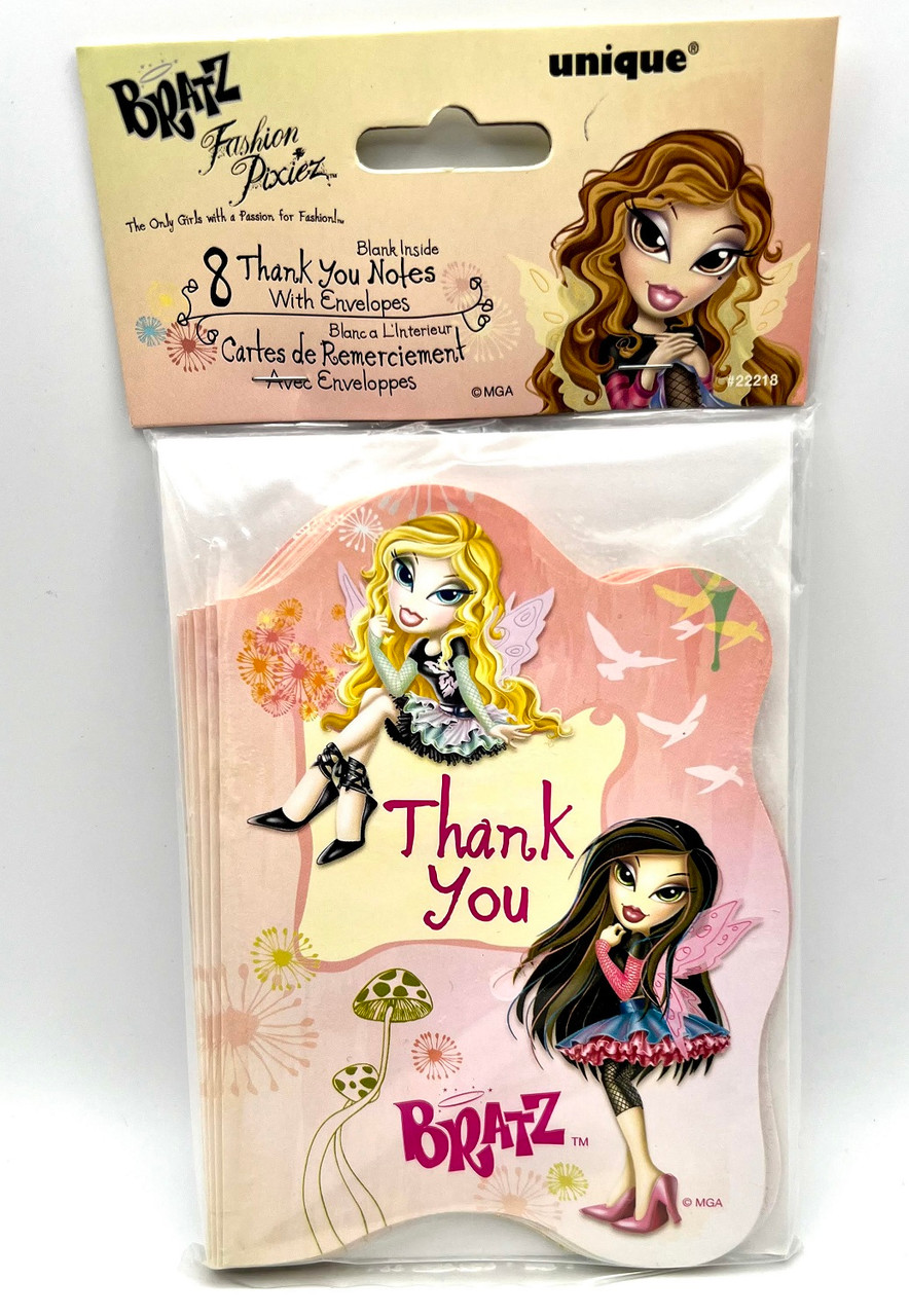 Bratz Movie Dolls Cartoon Girls Kids Birthday Party Thank You Notes ...