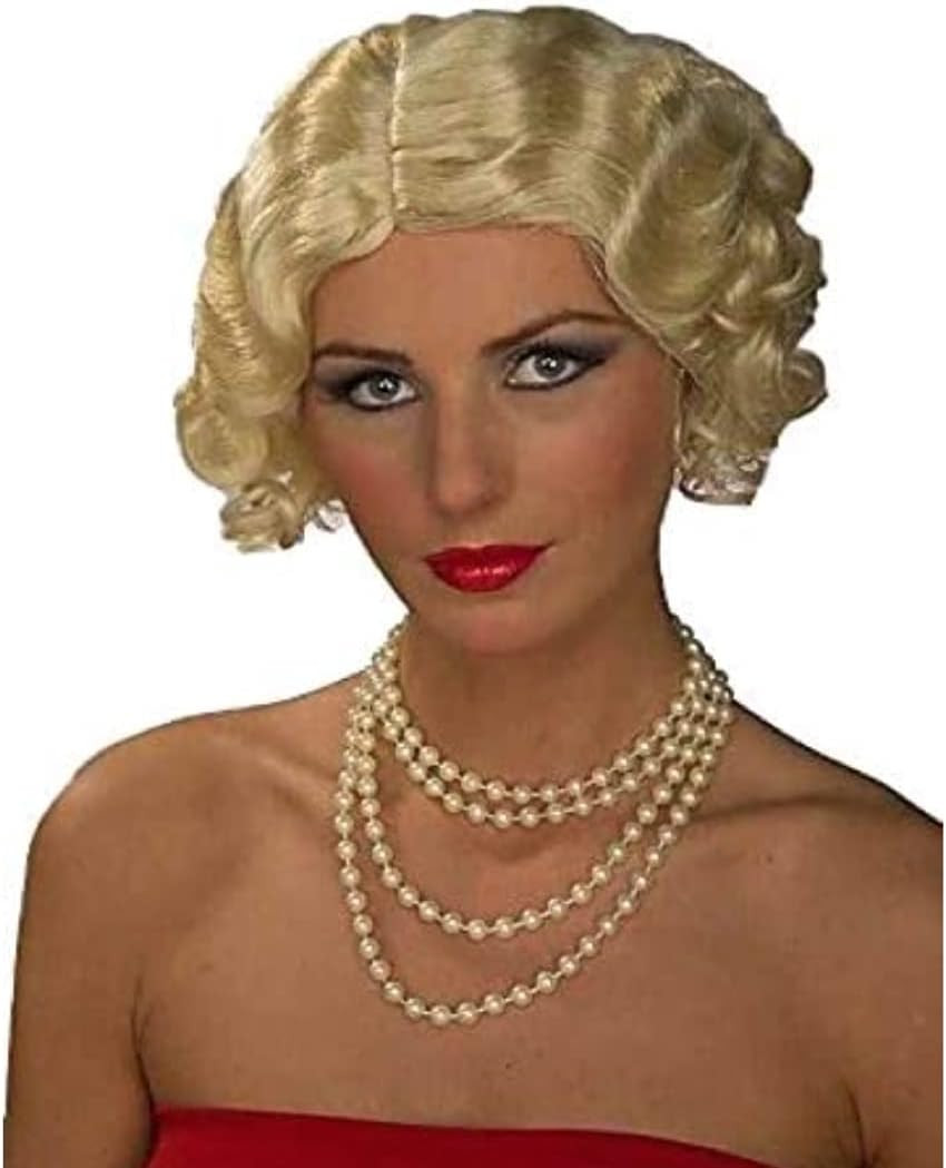 Flapper Wig 20s Curls Marilyn Blonde Fancy Dress Up Halloween Costume ...