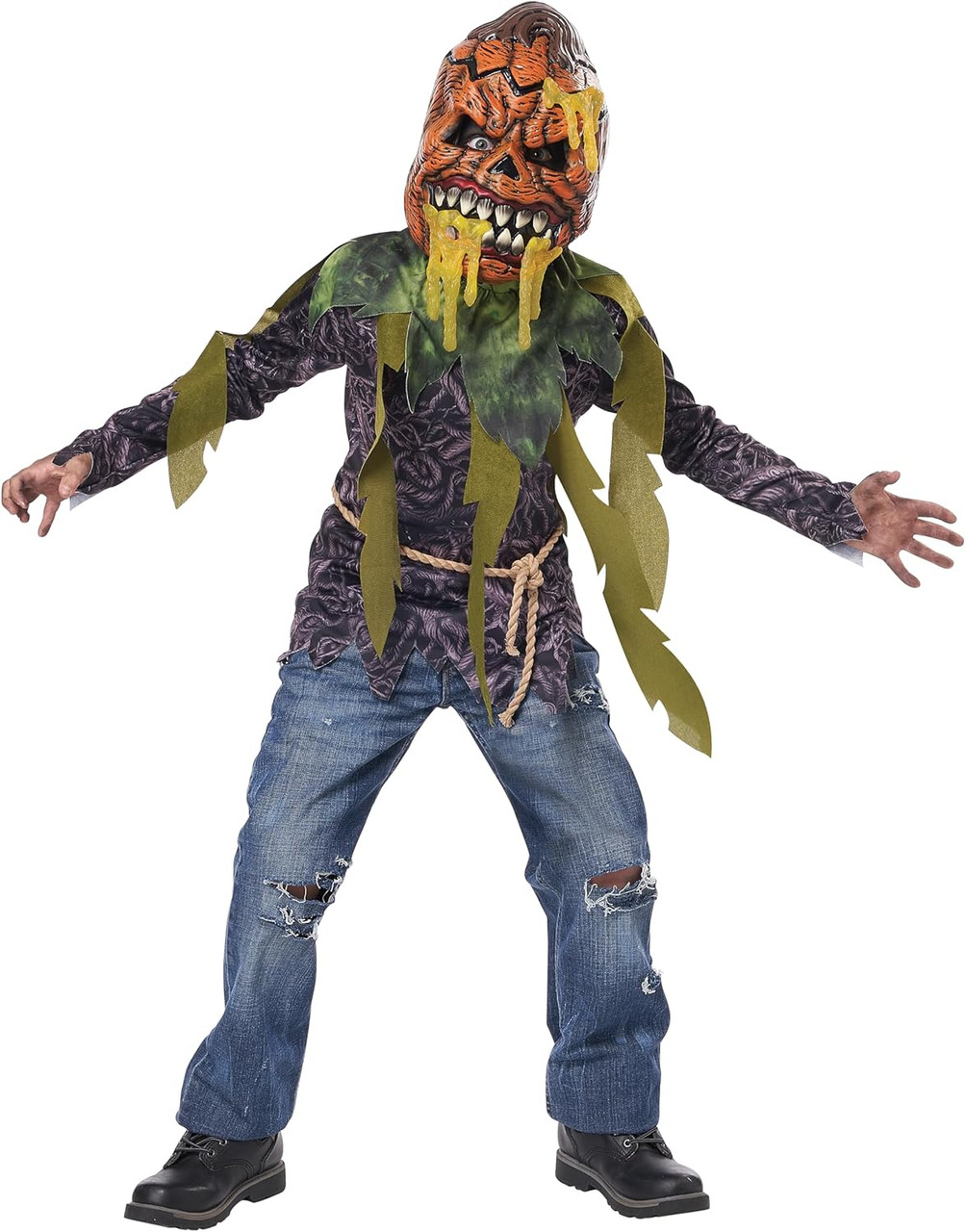 Rotten Pumpkin Zombie Scary Monster Fancy Dress Up Halloween Child ...