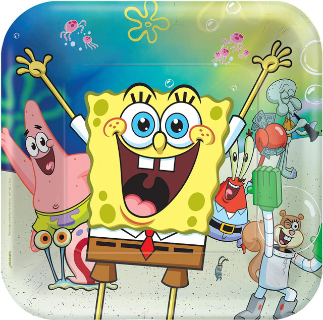 SpongeBob SquarePants Nickelodeon Kids Birthday Party 9" Square Dinner ...