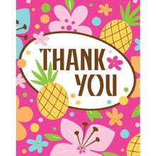 Pink Luau Fun Hula Girl Hibiscus Hawaiian Beach Party Thank You Notes ...