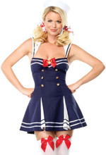 Flirty First Mate Sailor Navy Blue Fancy Dress Up Halloween Sexy Adult ...