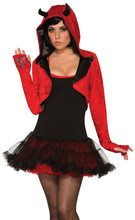 Devil Shrug Red Demon Girl Satan Fancy Dress Halloween Adult Costume ...