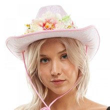 Pink Rose Cowboy Hat Festival Fancy Dress Up Halloween Adult Costume ...