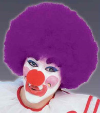 Jumbo Clown Wig Purple Afro Circus Fancy Dress Halloween Adult Costume ...