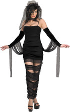 Bridezilla Gothic Countess Vampire Black Fancy Dress Up Halloween Adult ...