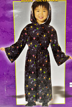 Hooded Spider Robe Witch Black Wicked Fancy Dress Up Halloween Child ...