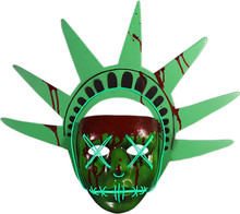 Lady Liberty Light-Up Plastic Mask Purge Fancy Dress Halloween Costume ...