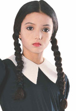 Wednesday Addams Wig Black Pigtails Dress Up Halloween Child Costume ...