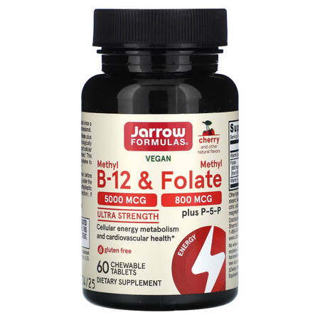 Jarrow Formulas Methyl B-12 & Methyl Folate Cherry - 60 Chewables