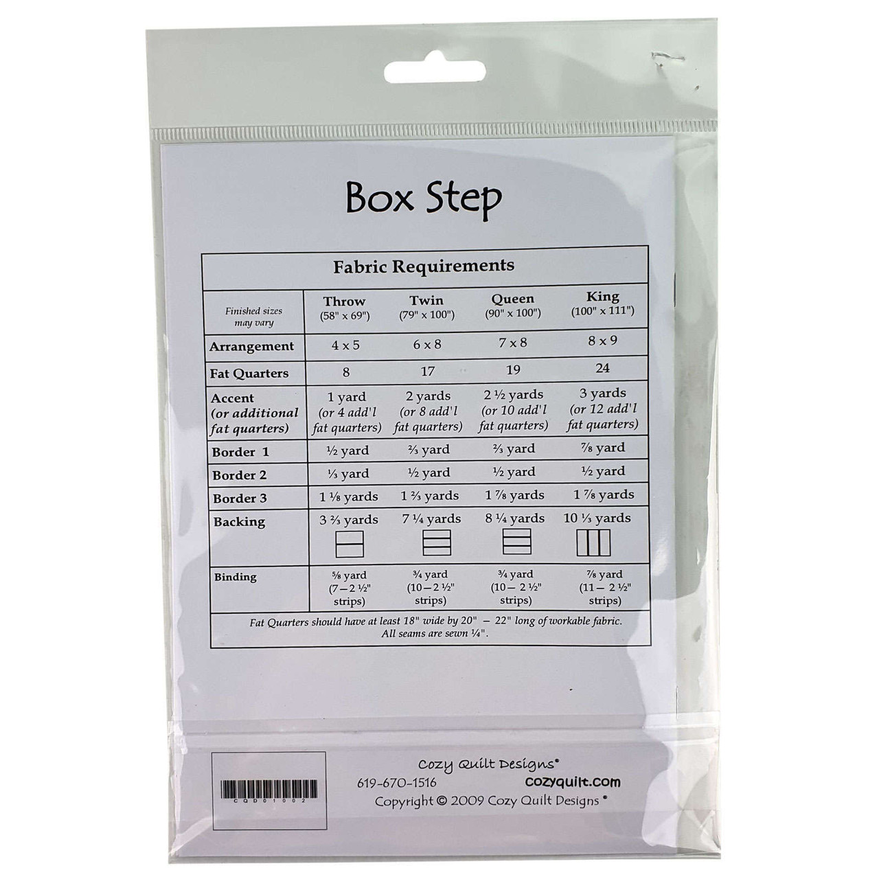 Box Step Quilt Pattern By Cozy Quilt Designs - Old Mill Quilting