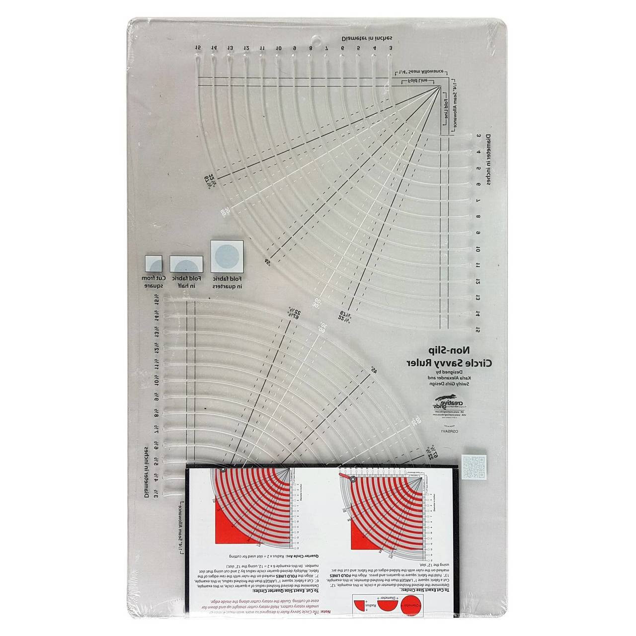 Creative Grids Circle Savvy 11-3/4in x 18-1/2in Quilt Ruler - Old Mill ...