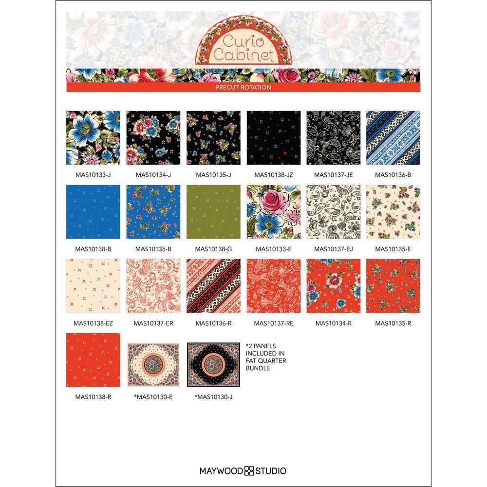 Maywood Studio Curio Cabinet Fat Quarter Fabric Bundle 19pcs + 2 Panels ...