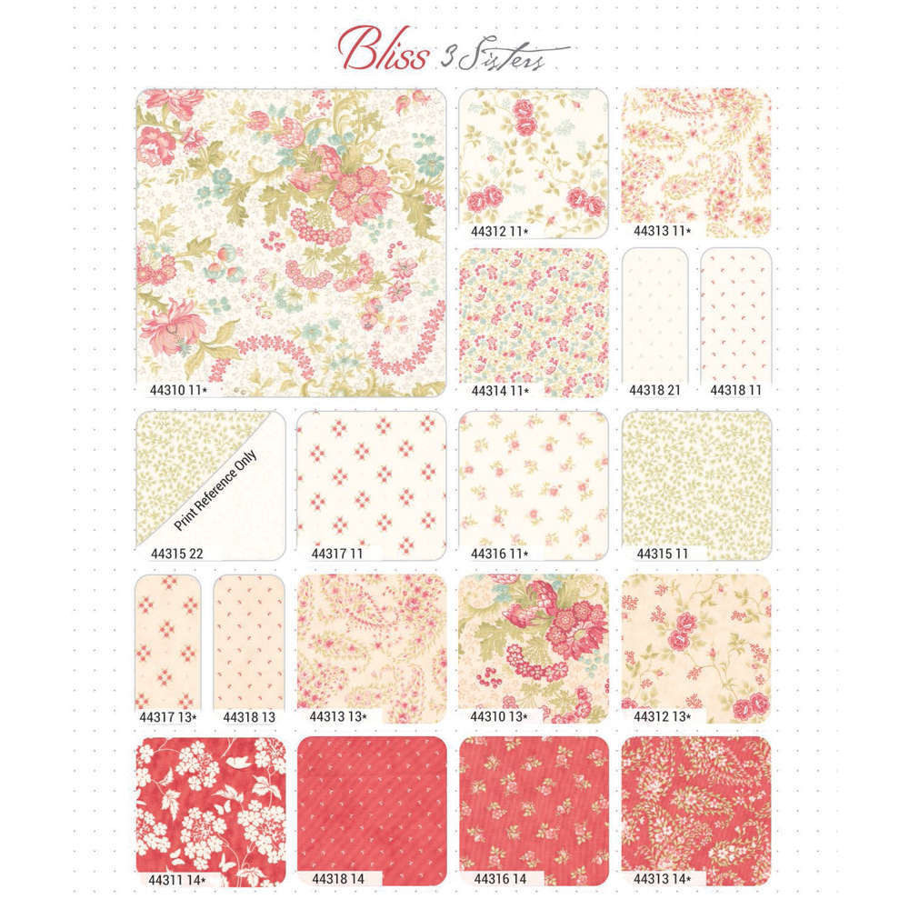 Moda Bliss Mini Charm Pack 2.5" Squares Fabric by 3 Sisters - Old Mill ...