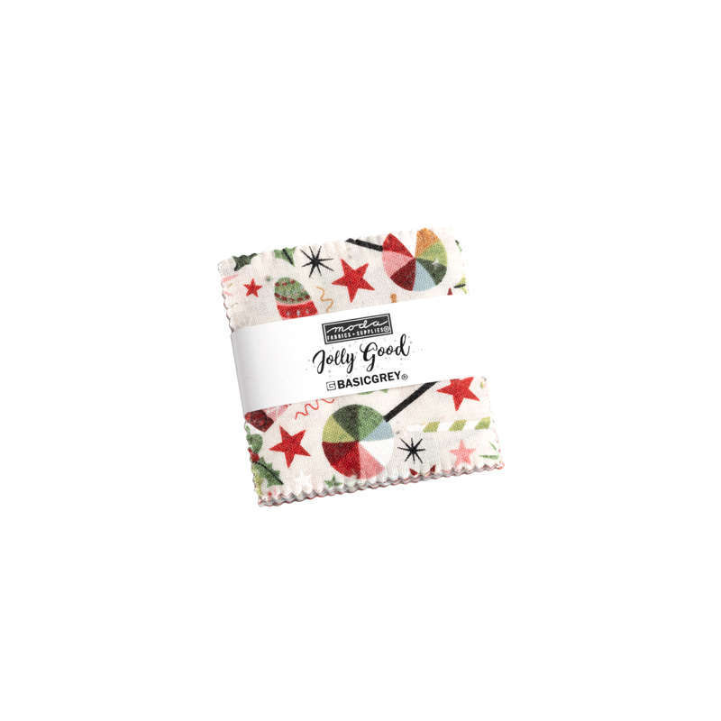Moda Jolly Good Mini Charm Pack 2.5" Squares Christmas Fabric By Basic ...