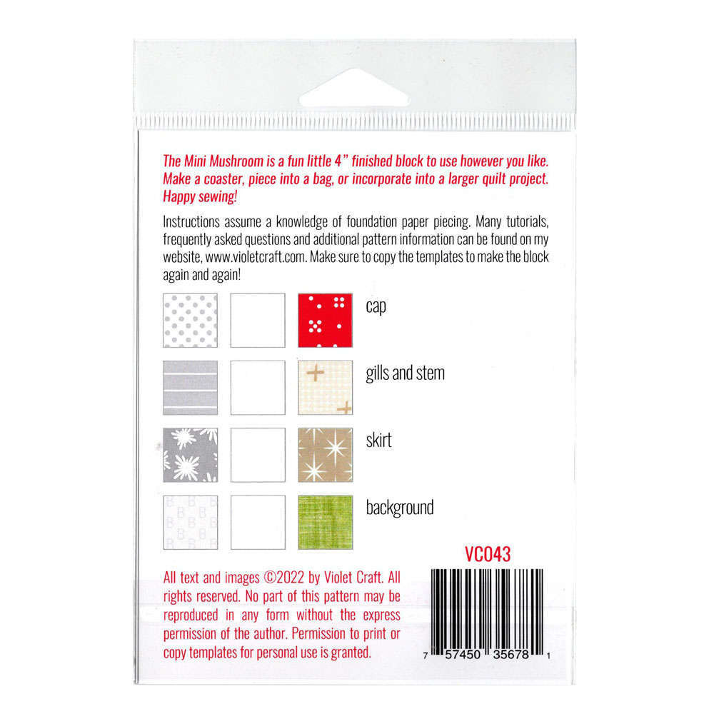 The Mini Mushroom Block Quilt Pattern Paper Piecing By Violet Craft ...