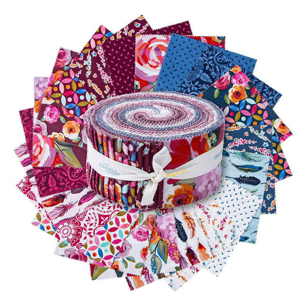 Riley Blake Designs Poppies & Plumes 2.5" Rollie Polie Fabric by Lila ...